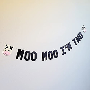 Moo Moo I'm Two Banner - 2nd Birthday Banner