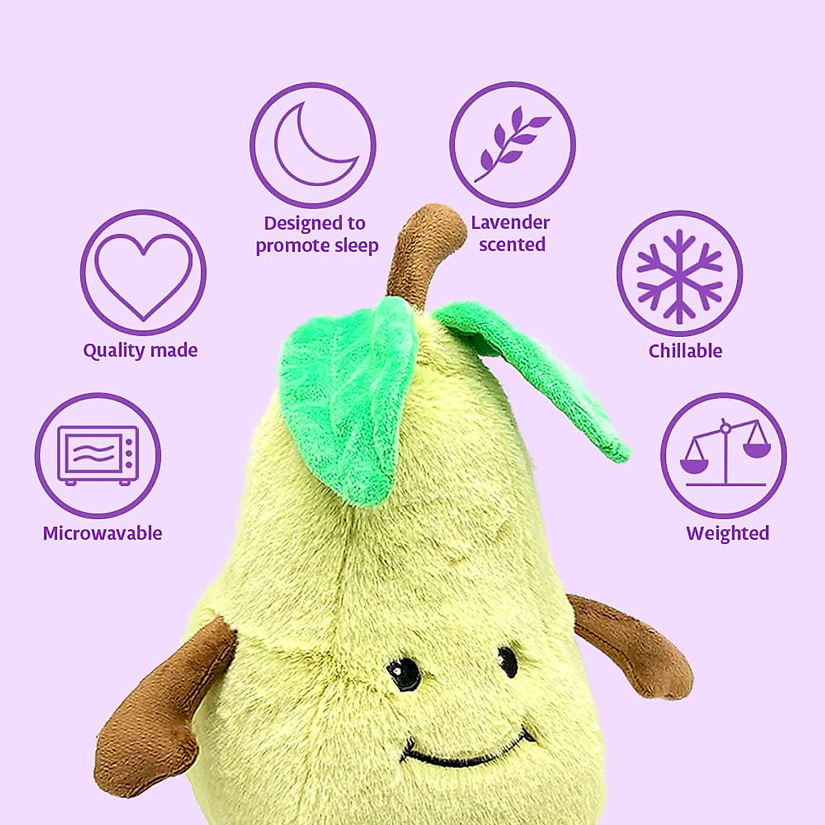 warmies PEAR Cozy Plush Heatable Lavender Scented Stuffed Figure