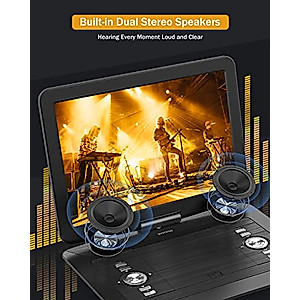 WONNIE 17.9’’ Large Portable DVD/CD Player with 6 Hrs 5000mAH Rechargeable Battery, 15.4‘’ Swivel Screen，1366x768 HD LCD TFT, Regions Free, Support USB/SD Card/ Sync TV , High Volume Speaker