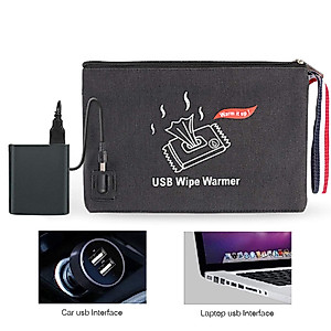 USB Baby Wipe Warmer, Razzil 5V Portable USB Baby Infant Wet Wipes Warmer Bag for Travel and On The Go