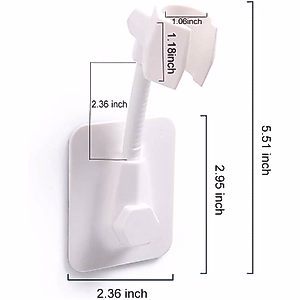 Shower Head Holder 360 Degree Adjustable Handheld Showerhead Bracket Adjustable Shower Holder, Removable No-Punching Wall Mounted Shower Head Bracket (White)