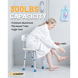 Leagent HSA FSA Shower Chair with Back, Shower Stool for Inside Shower, Shower Seat for Inside Tub, Bath Chair for Inside Bathtub for Elderly/Handicap