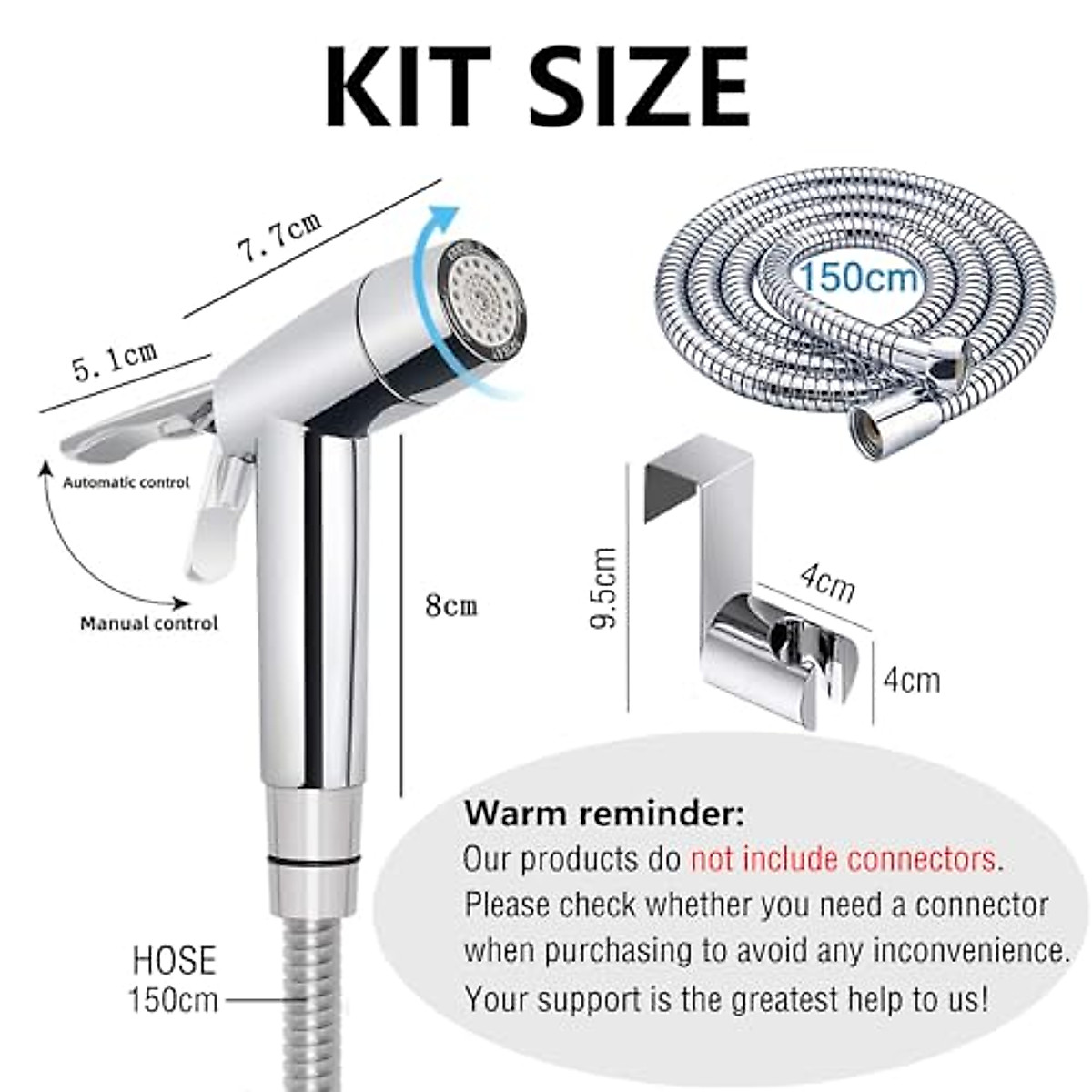 Handheld Bidet Sprayer Toilet Bathroom with Wall Bracket Hose Set, Closestool, Squatting Pan, Water Flower, Floor Cleaning Cloth Diaper for Bathroom Hygiene 3 Set (Note: linker not Included)