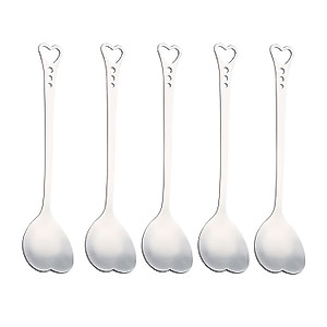 20 Pieces Heart Shaped Stainless Steel Dessert Spoons 5.7inch Coffee Spoon Teaspoon Stirring Spoon Ice Cream Spoon for Home, Restaurant Kitchen, Cafe or Bar.