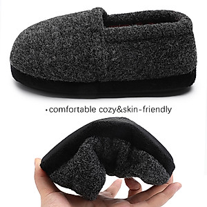 Tuboom Boys Slippers Kids House Shoes with Cozy Memory Indoor Outdoor (Toddler/Little Kid/Big Kid) color grey size 11-12