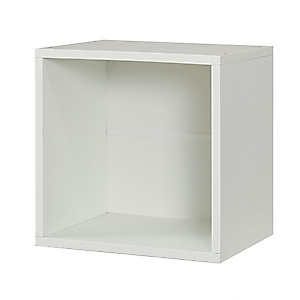 FUSUNBAO Magic DIY Cube Storage Organizer -Cube Storage Shelf -Wood Storage Cubes -Stackable Cubes Perfect for Books Clothes Toy(Pure White-Washed, General Cube)