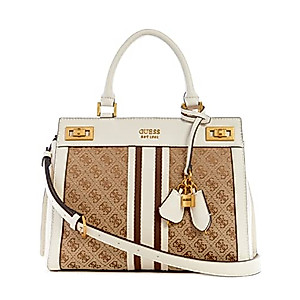 GUESS Katey Luxury Satchel, Latte Logo/Stone
