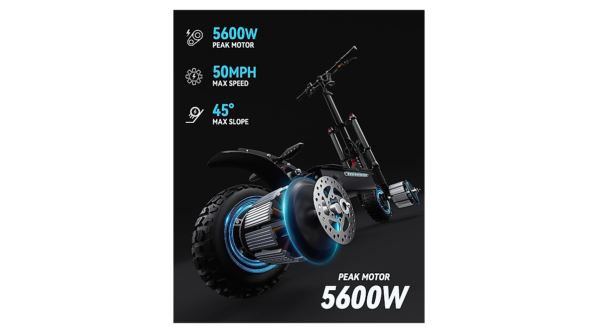 Adult Electric Scooter: 5600W Dual Motor, 50 MPH, 60 Mile Range