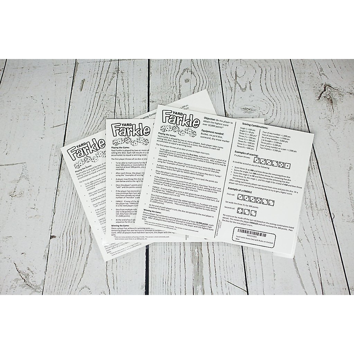 3 Yard Farkle Score Cards. Laminated Score Cards with Rules on The Back, Yarkle, Yard Games, Outdoor Games, Outdoor Events. Reusable Score Cards. Size- 8.5" x 11"