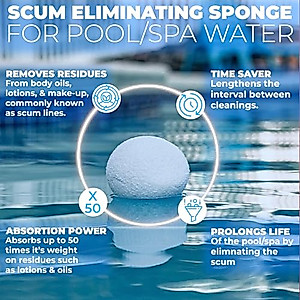 ScumSponge Scum Sponge for Hot Tub to Soak Up Oils, Original Oil-Absorbing Sponge, Alternative for Scumbug, Ball and Scum Star, Spa Cleaner Sponge for Swimming Pool, Jacuzzi and Hot Tubs, 2 Balls