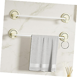 DRESSOOS 2pcs No Punching Bath Towel Organizer Bathroom Door Wall Hanging White Towel Rack Double Pole Tower Hanger No Trace Stickers Multifunction abs Iron Pipe Paint Wall-Mounted Shelf