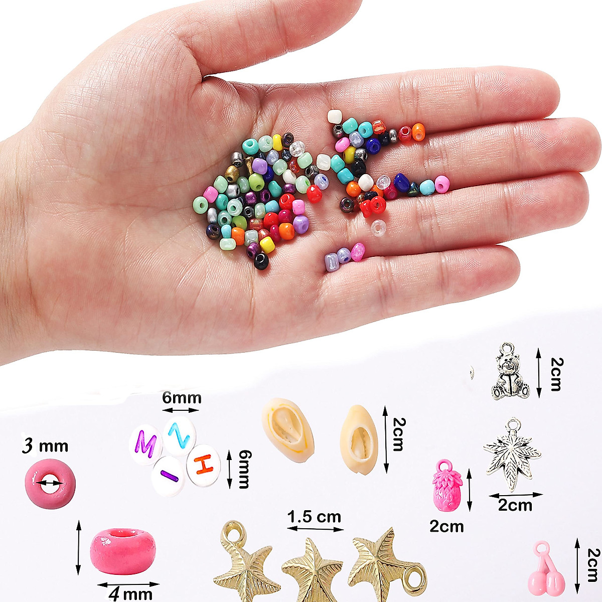 YITOHOP 8800+pcs 4mm 12/0 48 Colors Glass Seed Beads, Charms Bracelet Jewelry Making Beads Kit Gifts for Teen Girls Crafts for Girls Ages 8-12 Christmas Holiday Gifts