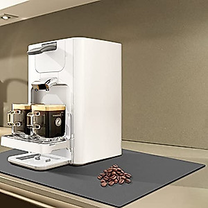 Coffee Mat for Pot Espresso Machine, Large Coffee Maker Mat for Countertops, Coffee Bar Accessories Under Appliance Mats, Golener coffee bar mat, Thick Countertop Protector 25"x17"(Grey)