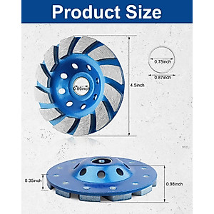 AOKLIT Diamond Concrete Grinding Wheel 4 1/2 inch, 12-Segment Concrete Grinding Wheel Disc for Angle Grinder Polishing and Cleaning Stone Concrete Surface, Stones, Cement, Marble