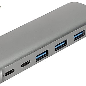 Septpenta 8 in 1 USB C Hub, 4K Resolution 100W High Speed Pass Through Charging, 5Gbps Data Transfer, 480MB/S Read/Write Speed for Connecting USB Peripherals, Hard Drives, Printers, Etc.