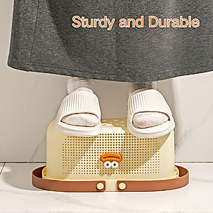 FlamingWind Large Shower Caddy Basket, Portable Plastic Storage Basket with Soft Silicone Handles for Soap and Shampoo, Shower Storage Organizer Tote for Bathroom, College Dorm (Cream)