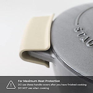 Carrotez Silicone Pot Holders, Heat Resistant Pot Handle Covers for Kitchen, Accessories for Cast Iron or Ceramic Dutch Ovens, 1 Pair (2 pcs) - Cream