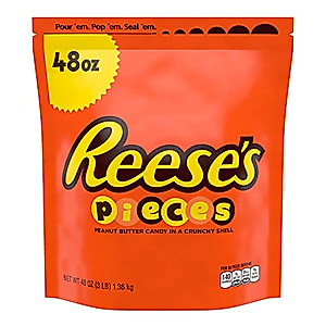 REESE'S PIECES Peanut Butter In a Crunchy Shell, Candy Bulk Bag, 48 oz