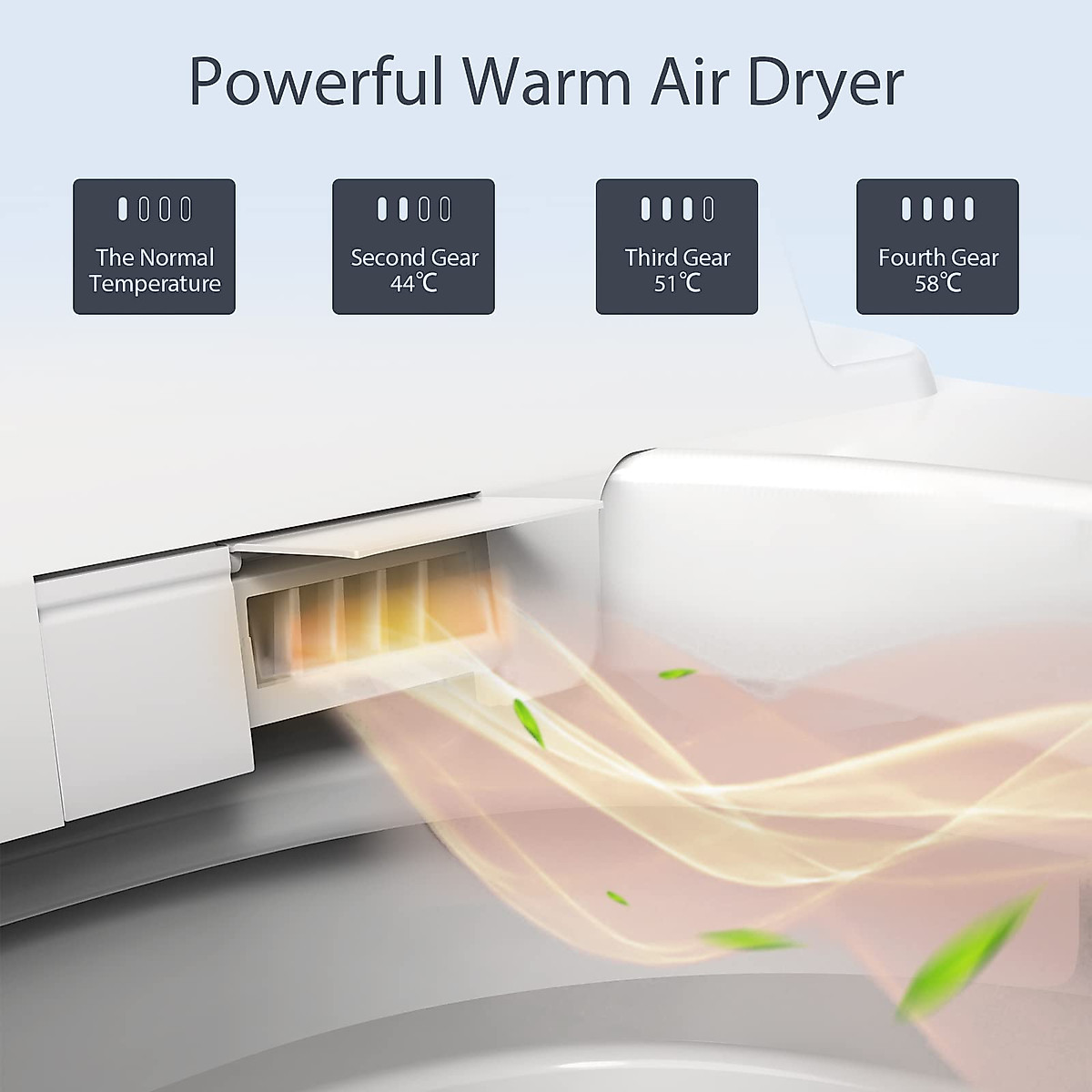 Merax Smart Toilet, One Piece Bidet Toilet for Bathrooms, U-Shaped LED Light Automatic Flush with Auto Open/Close Lid, Remote Control/Foot Sensor/Night Light T162A