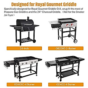 RUSFOL Upgraded Stainless Steel Griddle Caddy for Royal Gourmet 24'' Charcoal&Propane Gas Griddles, with an Allen Key, Space Saving BBQ Accessories Storage Box, Free from Drill Hole&Easy to Install