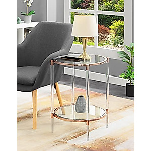 Convenience Concepts Royal Crest 2 Tier Acrylic Glass End Table, Rose Gold/Glass