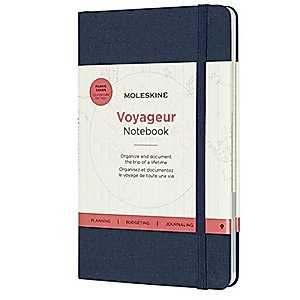 Moleskine Voyageur Notebook, Hard Cover, Medium (4.5" x 7") Ocean Blue, 208 Pages
