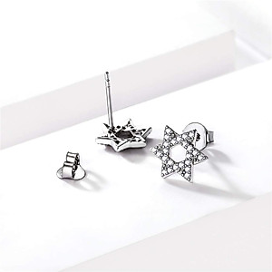 ChicSilver Tiny CZ Star Earrings Magen Star of David Stud Earrings 925 Sterling Silver Hypoallergenic Earrings for Women