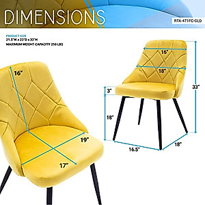 Techni Mobili Modern Contemporary Tufted Velvet (Set of 2) Chair, One Size, Gold