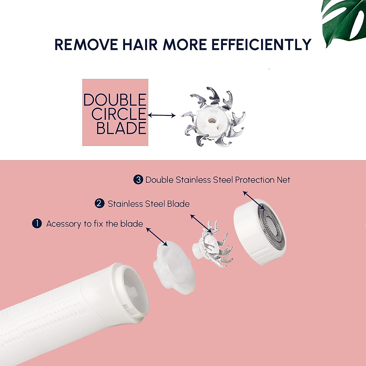 Facial Hair Removal for Women, Bikini Trimmer for Women Pubic Hair, Painless 2 in 1 Hair Remover Rechargeable Body & Face Hair Shaver for Legs, Arms, Armpit, Peach Fuzz on Upper Lip and Chin (White)