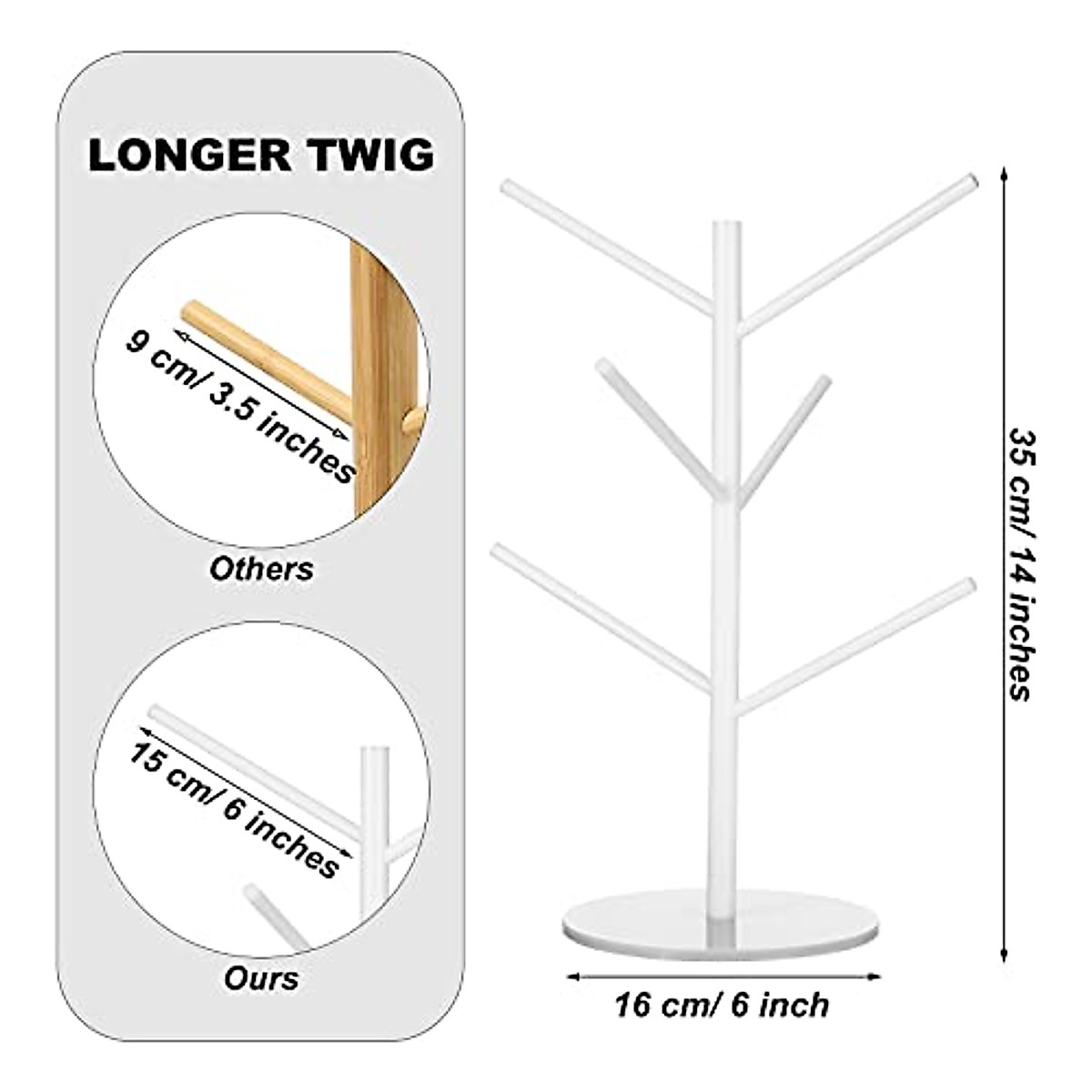 Acrylic Scrunchie Holder Organizer Stand Angled Branches Scrunchie Holder Stand Accessories Jewelry Hair Tie Organizer Storage Holder Bracelet Earrings Holder Y2k Room Decor for Girls Teen (White)