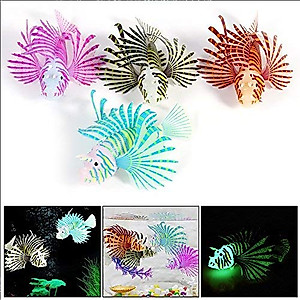 Yosoo Artificial Lion Fish Luminous Fake Fish Aquarium Fish Tank Ornament Glow Simulation Animal Decoration (Purple)