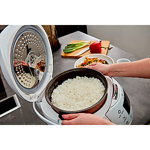 Yum Asia Sakura Rice Cooker with Ceramic Bowl and Advanced Fuzzy Logic (8 Cup, 1.5 Litre) 6 Rice Cook Functions, 6 Multicook Functions, Motouch LED Display, 120V Power (White and Siver)