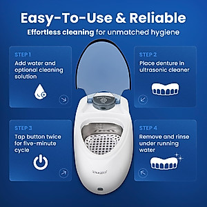 iSonic F3900 Ultrasonic Denture/Aligner/Retainer Cleaner for all dental and sleep apnea appliances, 110V 20W (tank no longer removable) , White , 0.4Pt/0.2L