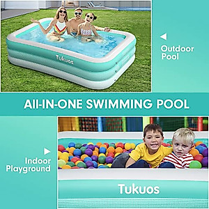 Large Inflatable Swimming Pool, Family-Sized Inflatable Kiddie Pool, Family Lounge Pool for Kids Adult Suitable for Backyard Outdoor Garden 96"" X 56"" X 22""