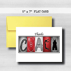 Personalized Wrestling Red Coach Thank You Card, 5"x 7" FLAT CARD, Greeting Cards