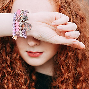 Bohemian Bracelet Sets for Women - 6 Sets Stackable Stretch Bracelets Multi-color Boho Jewelry for Women Hippie Bracelets Dainty Jewelry Best Friend Gift (Tree of Life Bead Bracelets)