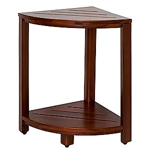 WOODGIN Corner style Shower Foot Rest, Acacia Wood Corner Shower Bench & Waterproof Corner Shower Stool - Shower Seat for Inside Shower & Stool Step for both Indoor and Outdoor Use