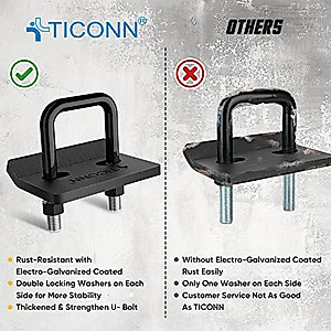 TICONN Shackle Hitch Receiver for 2" Receivers, Heavy Duty Towing & Off Road Accessories for Vehicle Recovery (Hitch Tightener Clamp)