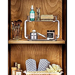 madesmart Two Level Spice Organizer-Cabinet Collection Maximizes Vertical Space, Removable Soft-Grip Lining, Dual Handles &BPA-Free, Small, Grey