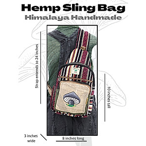 HIMALAYA HANDMADE Hemp Sling Backpack Hippie Backpack Festival Backpack Hiking Backpack 100 Percent Hemp Crossbody Bag FAIR TRADE Handmade with Love., Purple