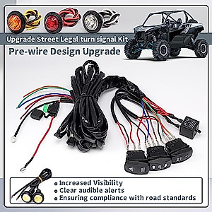 Erchon Pre-wired ATV UTV Turn Signal Horn Kit,Universal Street Legal Kit Warning Light Rocker Switch Kit with 1Horn Reverse Lights Flasher Relay Fuse,blinker kit for UTV ROV ATV Golf SXS