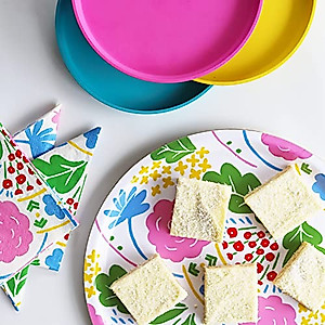 bobo&boo Colorful Plant-Based 7.5 inch Kids Plates for Toddler Eating – Set of 3, Plant-Based, Melamine-Free And Microwave Safe – Eco-Friendly Toddler Plate Set for Boys and Girls - Tropical