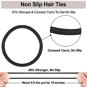 ADRIONE Black Hair Ties No damage 280 Pack, 4MM Hair Bands for Women's Hair Elastic Ponytail Holders No Damage Hair Ties Elastic Hair Ties Bulk Hair Ties for Women Pony Tails Hair Ties for Thick Hair