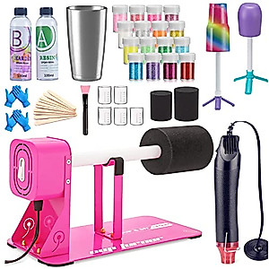 Cup Turner for Crafts Tumbler,Tumbler Cup Spinner,Glitter Powder,Epoxy Resin kit for Tumblers for Beginners with Epoxy and Heat Gun (Pink)