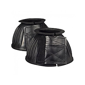 Aime Imports Basic Ribbed Rubber Velcro Bell Boots Black Lg