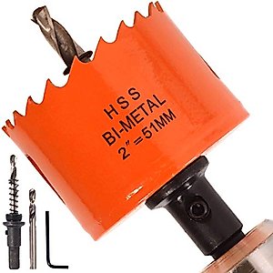 Koopi 2 Inch BI-Metal Hole Saw with Arbor and Replacement Pilot Drill Bit, 51mm Dia Hole Cutter for Easily Drilling Wood, Plastic, Thin Metal