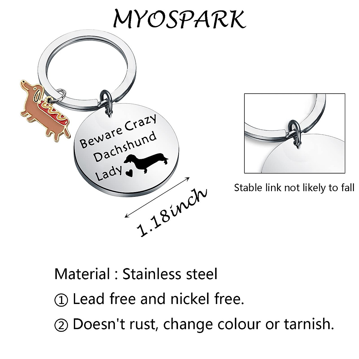 MYOSPARK Dachshund Gifts Crazy Dachshund Lady Keychain Dachshund Dog Jewelry Dachshund Lovers Gifts Dog Owner Gifts (Dachshund KC)