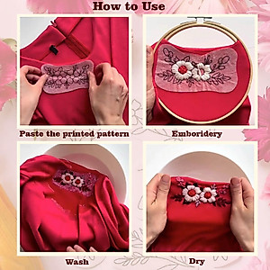 Karpoulra 6 Sheets 8.5"x11" Sticky Water Soluble Embroidery Stabilizer, Dissolvable Printable Self Adhesive Wash Away Stabilizer for Print or Draw Patterns Hand Machine Embroidery