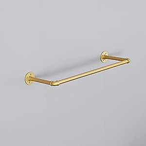 WJJAYY Industrial Pipe Clothing Rack Wall Mounted,Vintage Retail Garment Rack Display Rack Cloths Rack,Metal Commercial Clothes Racks for Hanging Clothes,Iron Clothing Rod Laundry Room (31in, Gold)