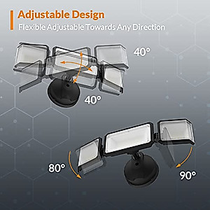 LEPOWER 42W Flood Lights Outdoor - 4200LM High Brightness LED Security Lights Outdoor with 3 Heads, Switch Controlled Exterior Flood Light & 220° Wide Angle, IP65 Waterproof for Garage, Yard, Porch